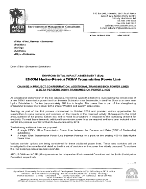 Fillable Online ESKOM Hydra-Perseus 765kV Transmission Power Line Fax Email Print - pdfFiller