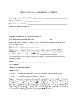 Remplissable En Ligne assistant maternel declaration de recours - Manche.fr Faxer Email Imprimer ...