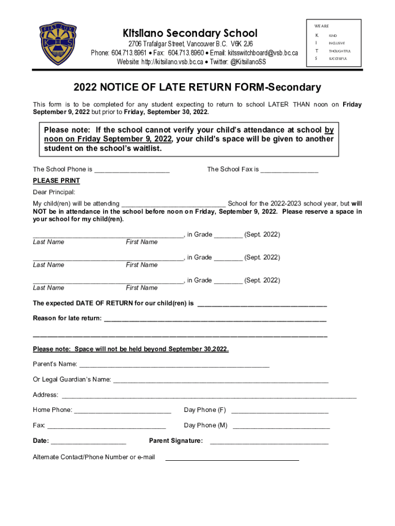 Fillable Online 2022 Notice of Late Return Form.docx Fax Email Print ...
