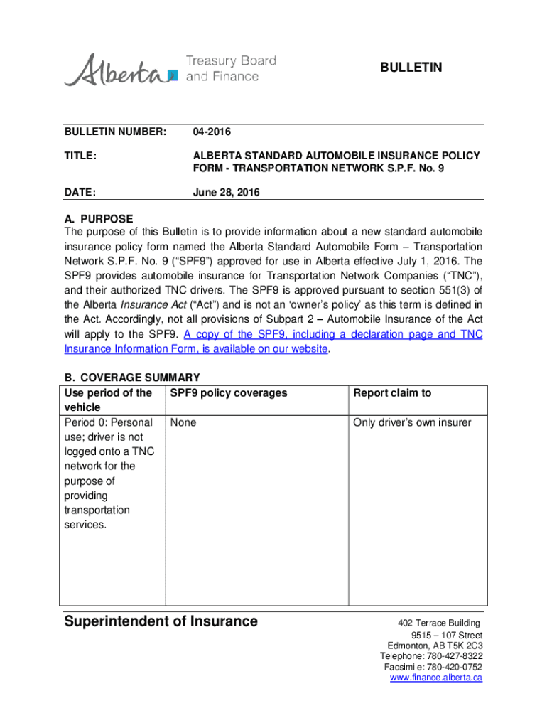 Fillable Online Alberta Standard Automobile Insurance Policy Form Fax ...