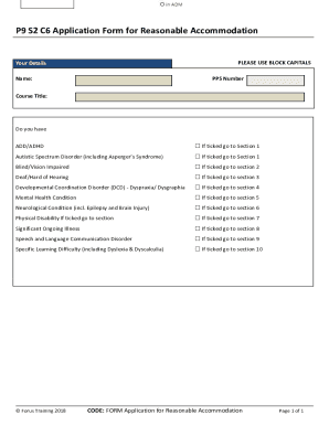 Fillable Online P9 S2 C6 Application Form for Reasonable Accommodation ...