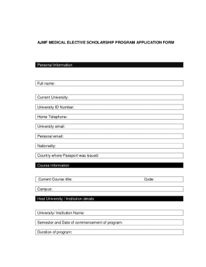 Fillable Online ajmf org ajmf medical elective scholarship program application form Fax Email ...