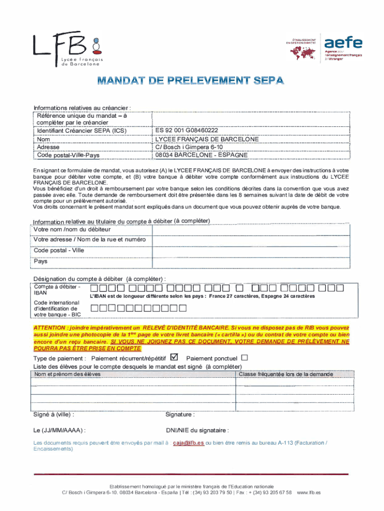 Completable En línea Qu'est-ce qu'un Identifiant Crancier SEPA (ICS ...