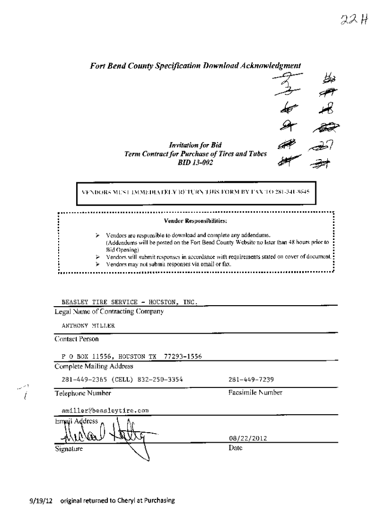 Fillable Online Detail Letting Schedule for Fort Bend County (FY 2023 ...