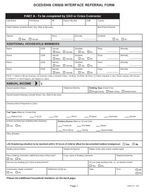 Fillable Online services dpw state pa DCED/DHS CRISIS INTERFACE ...