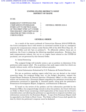 Fillable Online ORDER RE EMERGENCY PETITIONS FOR COMPASSIONATE RELEASE ...