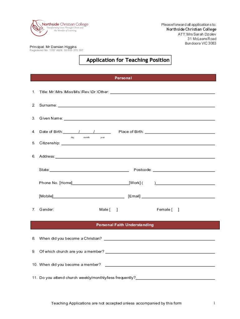 Fillable Online ncc vic edu Teacher-Application-Form-2021-template Fax Email Print - pdfFiller