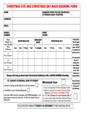 Fillable Online Christmas-Eve-and-Christmas-Day-Mass-Booking-Form ...