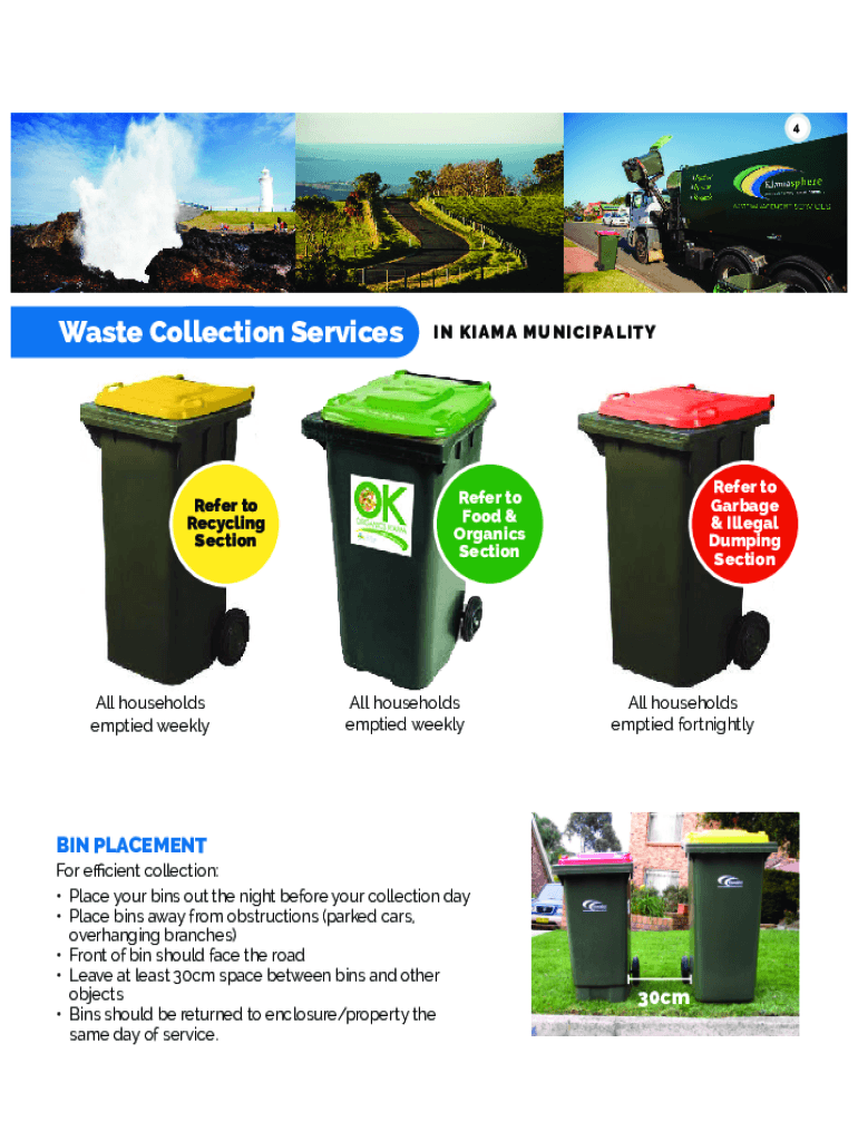 Fillable Online Waste Collection Services - Kiama Municipal Council Fax ...