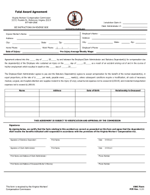 Fillable Online workcomp virginia Virginia Workers' Compensation Award ...
