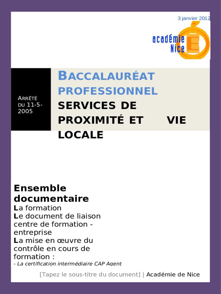 Baccalaurat professionnelservices de proximit etvie locale Doc Template ...