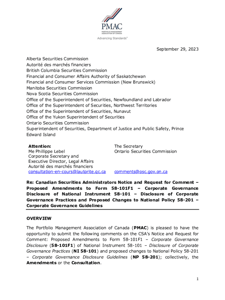 Fillable Online Katie Walmsley (PMAC) letter of September 29, 2023, re Proposed Amendments to ...