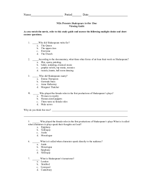 Fillable Online shakespeare in our time viewing guide questions ...