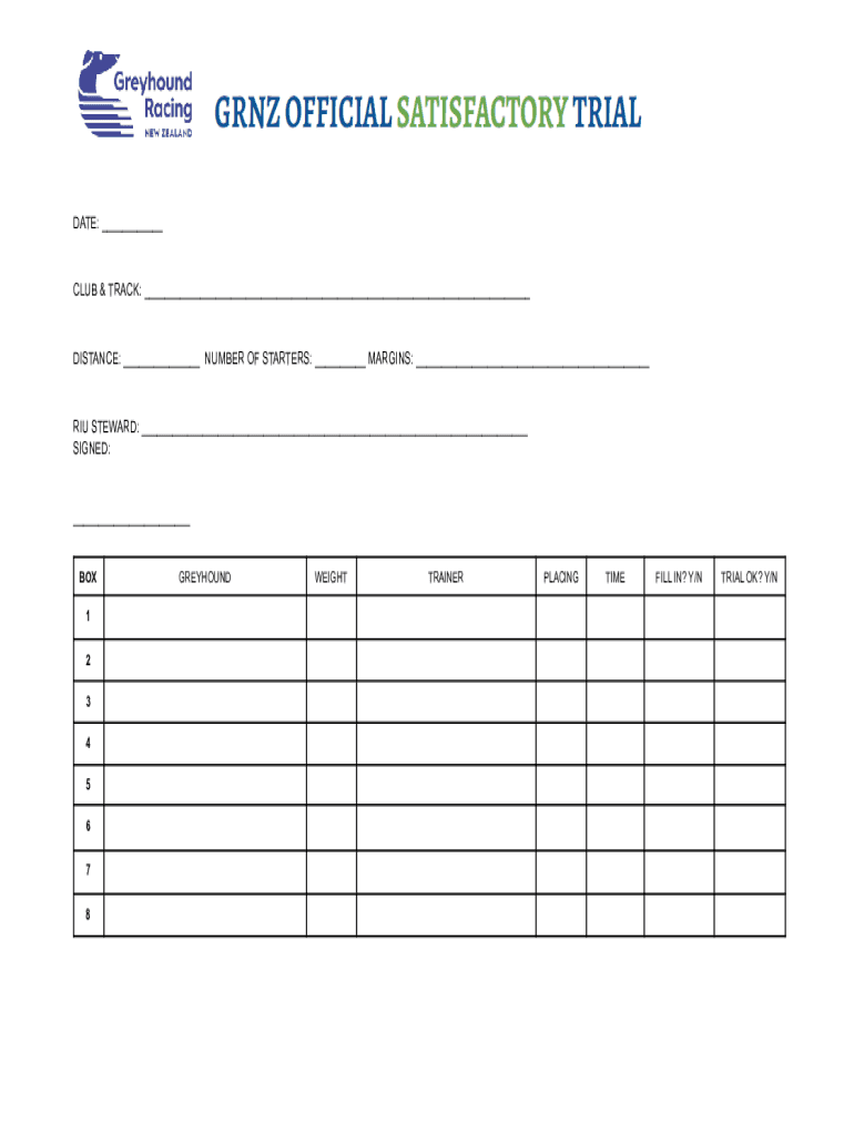 Fillable Online GRNZ Official Satisfactory Trial Form Fax Email Print ...