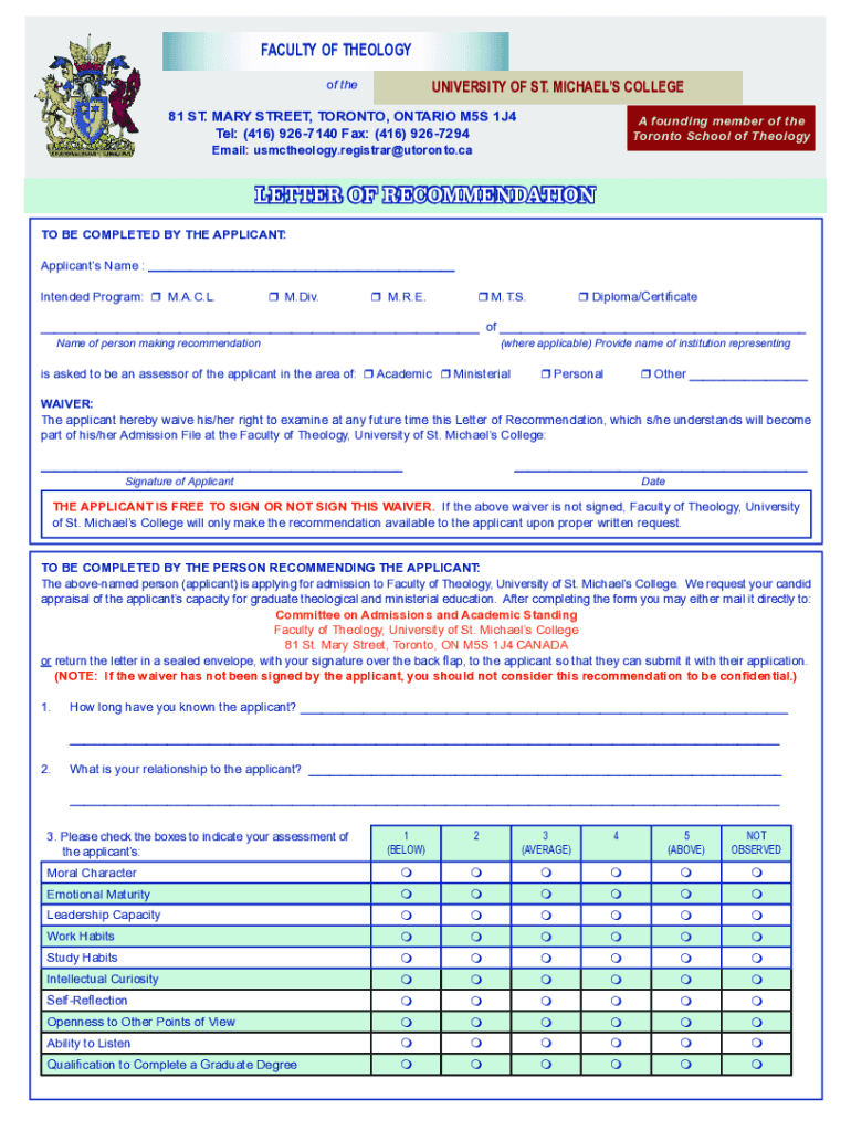 Fillable Online Download the Application Form - St. Michael's College ...