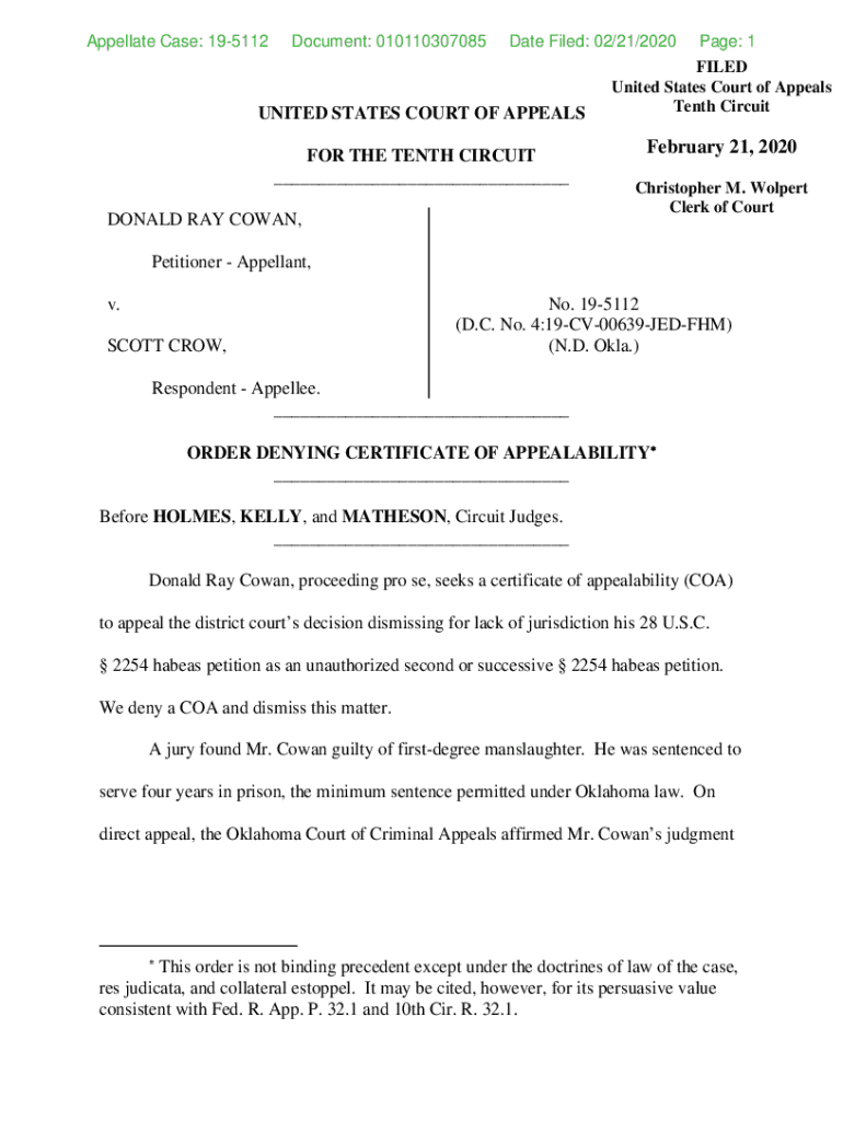 Fillable Online DICKINSON INDUSTRIAL SITE, Inc., v. COWAN et al. Fax ...