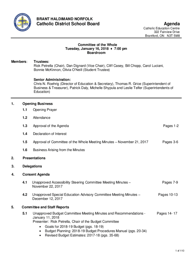 Fillable Online Rick Petrella (Chair), Dan Dignard (Vice Chair), Cliff ...