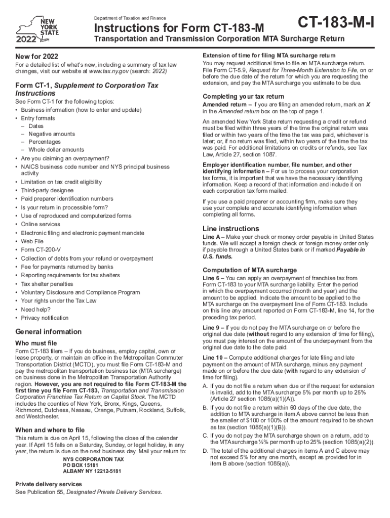 Fillable Online Form CT-183-M Transportation and Transmission ...
