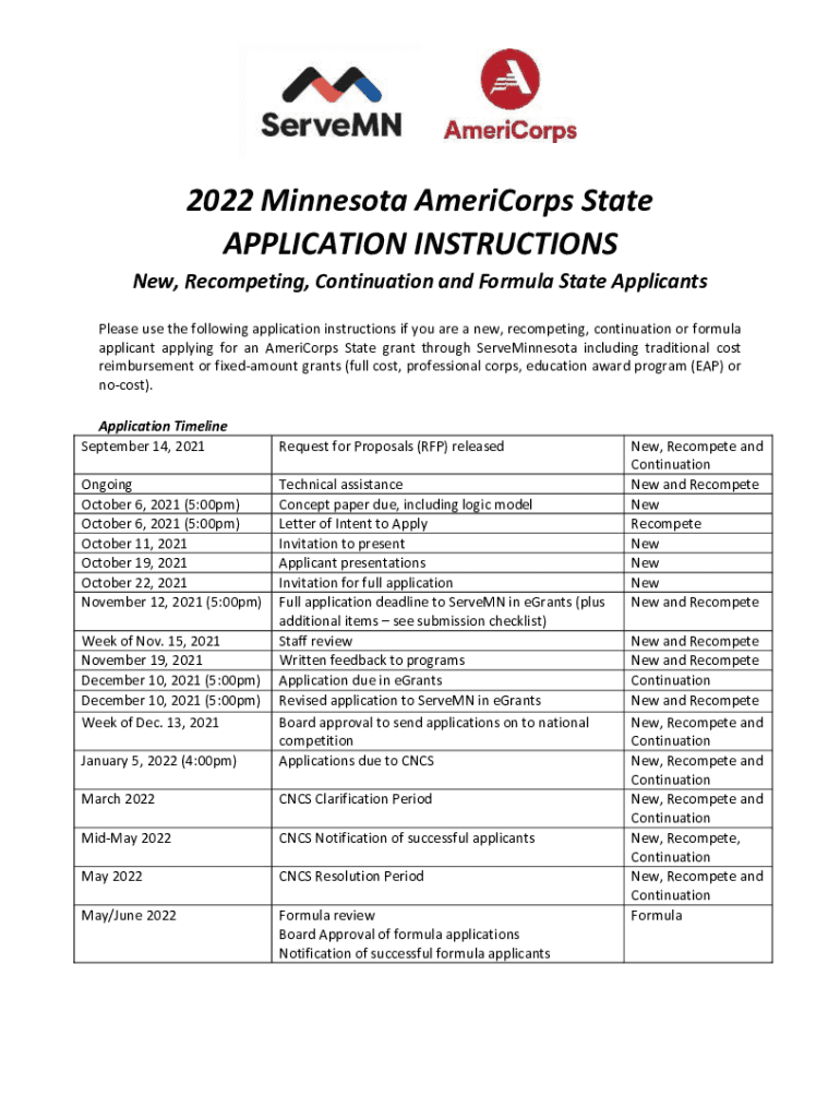 Fillable Online 2021-2022 AmeriCorps State Application Instructions and ... Fax Email Print ...
