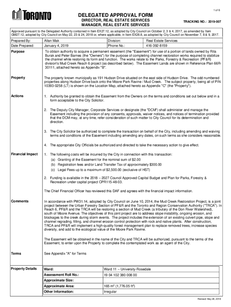 Fillable Online To obtain authority to acquire a permanent easement ...