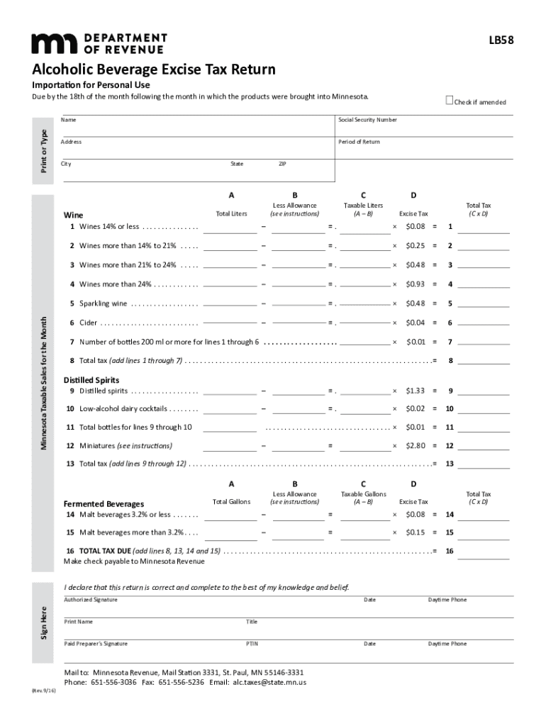 Fillable Online LB41, Excise Tax Return for Brewers and Importers Fax ...