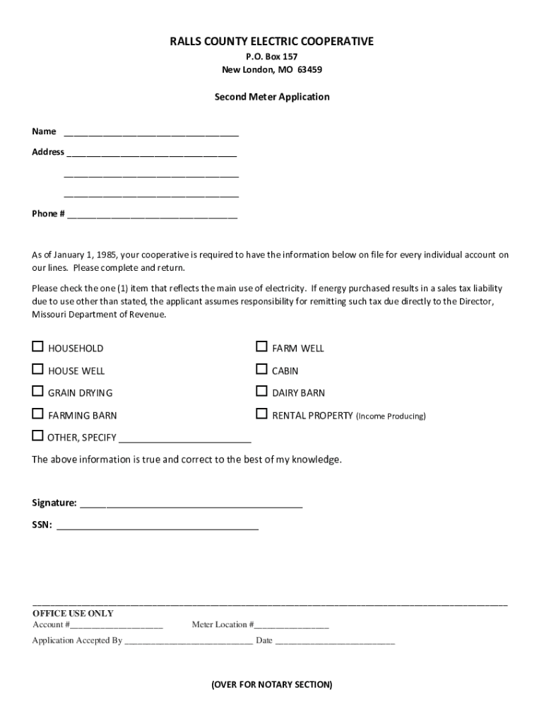 Fillable Online Ralls County Electric Cooperative Inc - New London Fax ...