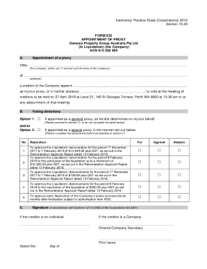 Fillable Online FORM 532 APPOINTMENT OF PROXY Fax Email Print - pdfFiller