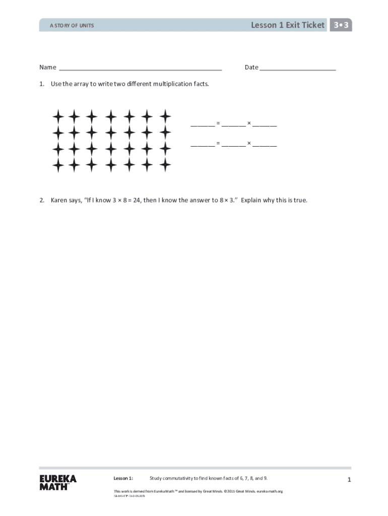 Fillable Online Lesson 1 Exit Ticket 3 Fax Email Print - pdfFiller