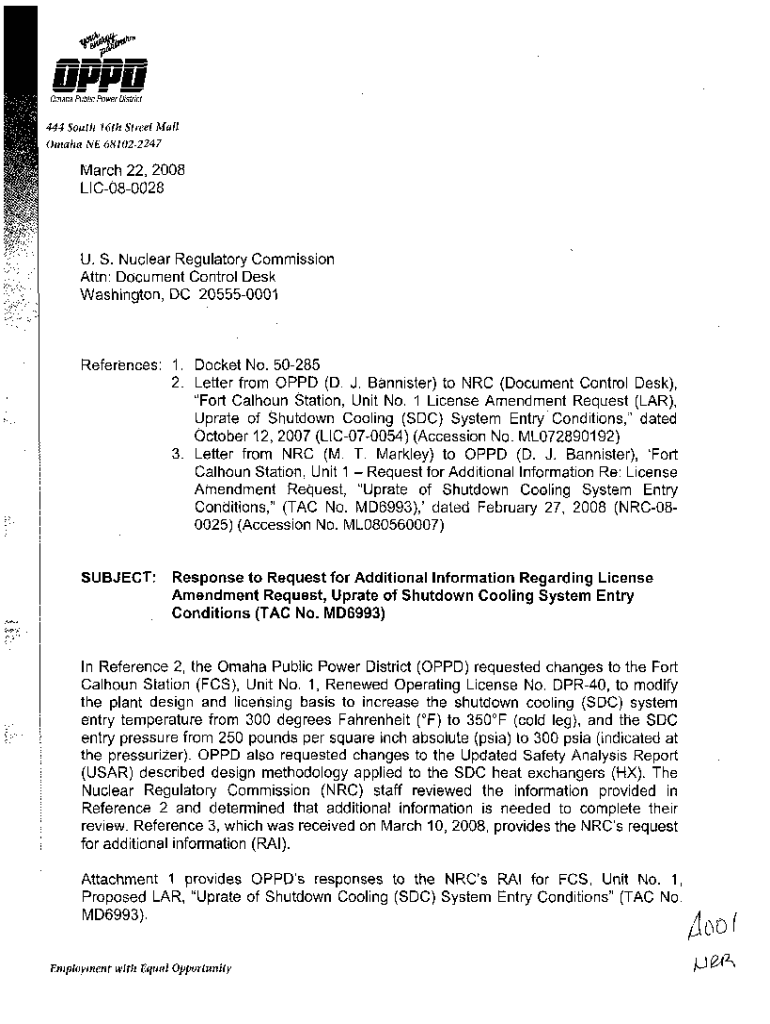 Fillable Online Response to Request for Additional Information ...