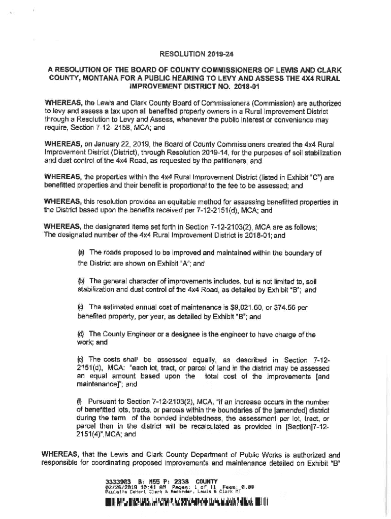 Fillable Online A RESOLUTION OF THE BOARD OF COUNTY COMMISSIONERS OF ...