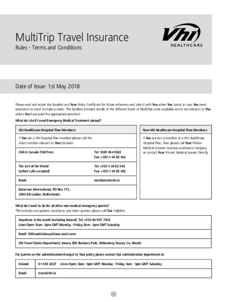 Fillable Online Vhi Travel Insurance Claim Form Download Fax Email ...