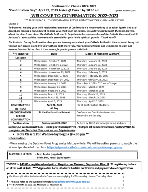 Fillable Online *2022-23 Confirmation ParentInfo sheets.docx Fax Email ...
