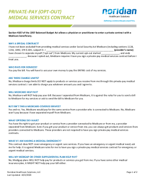 Fillable Online Private-Pay (Opt-Out) Medical Services Contract ...