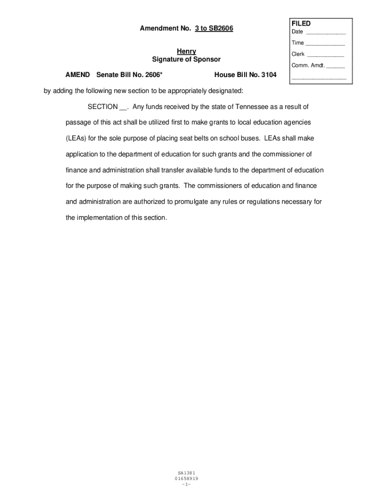 Fillable Online Amendment No. 2 to SB0126 Henry Signature of Sponsor ... Fax Email Print - pdfFiller