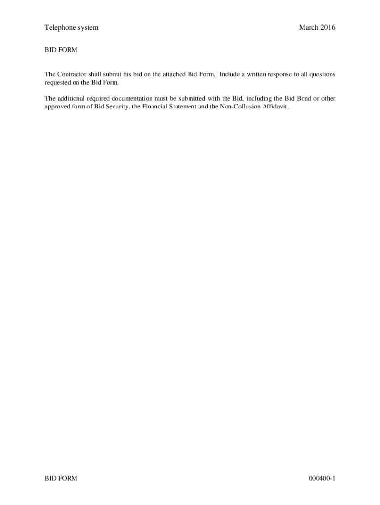 Fillable Online 2016 Telephone Bid Form.pdf Fax Email Print - pdfFiller