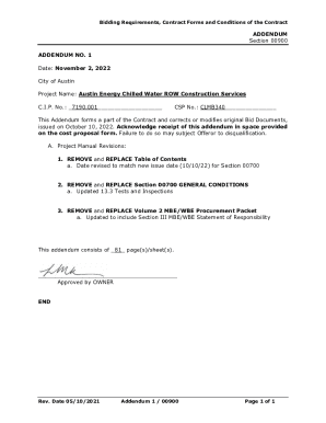 Fillable Online ADDENDUM Section 00900 ADDENDUM NO. 1 Date Fax Email ...