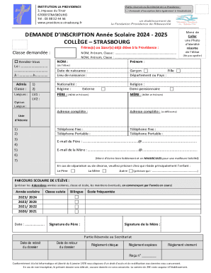 Remplissable En Ligne Modalits d'inscription - Institution La Providence Faxer Email Imprimer ...