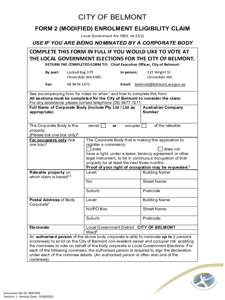 Fillable Online ECM5647652v1Enrolment Eligibility Claim Corporate ...
