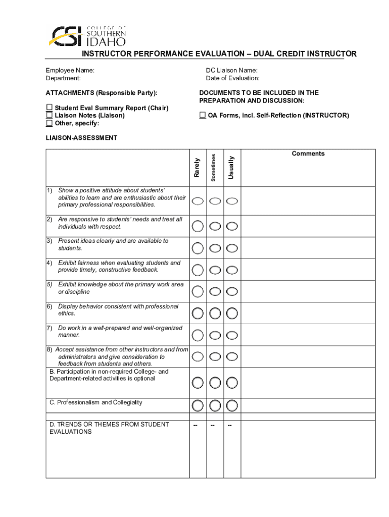 Fillable Online I-5: Dual Enrollment Faculty Evaluation Plan Fax Email Print - pdfFiller
