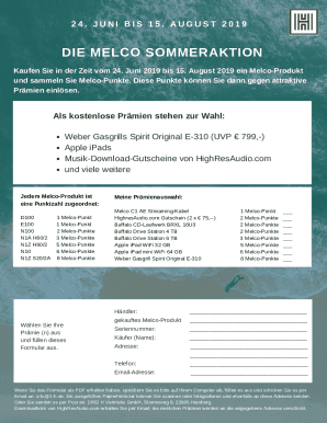 Ausfüllbar Online Melco Summer Deal Fax Email Drucken - pdfFiller