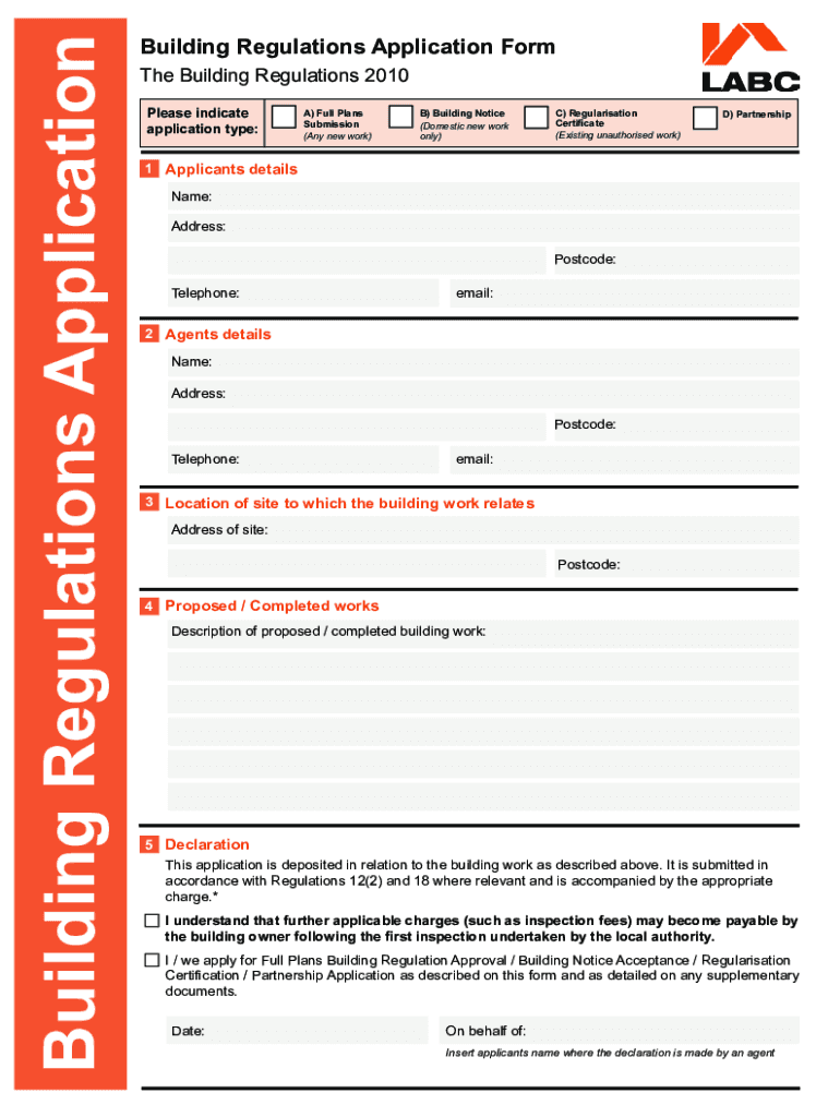 Fillable Online Building Regulations Application Form - AF-01 v1 Fax ...