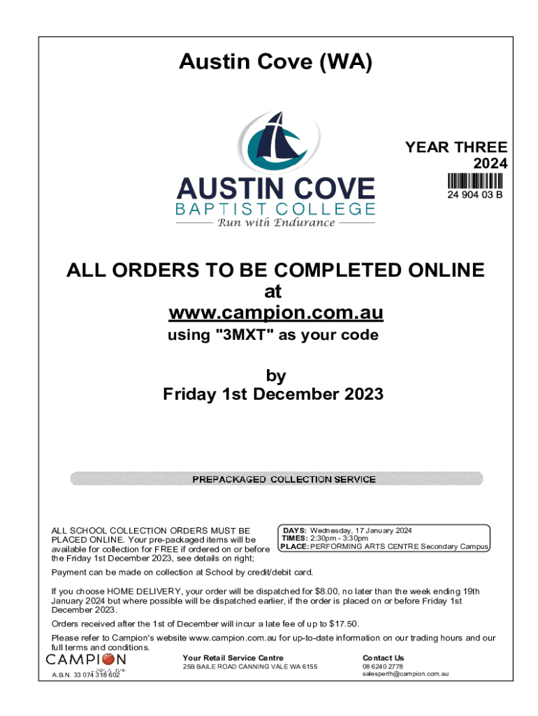 Fillable Online Austin Cove (WA) YEAR THREE 1 Resource List Fax Email ...