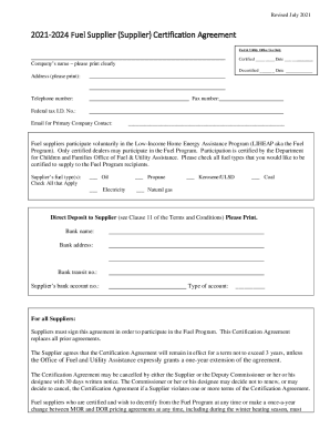 Fillable Online outside vermont Free Fuel Supply Agreement Template ...
