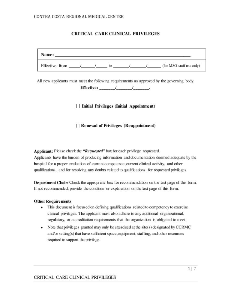 Fillable Online Credentialing /Privileging Form Fax Email Print - pdfFiller