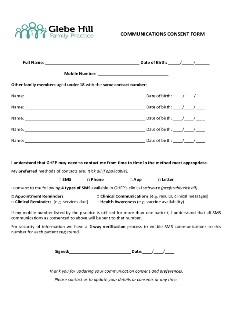 Fillable Online Glebe Hill Family Practice Fax Email Print - pdfFiller