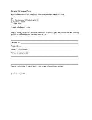 Fillable Online Sample Withdrawal Form - Trier Shop Fax Email Print ...