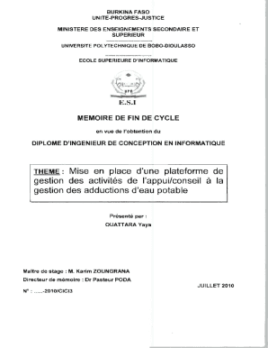 Remplissable En Ligne Mise en place d'une plateforme de gestion des activits de ... Fax Email ...