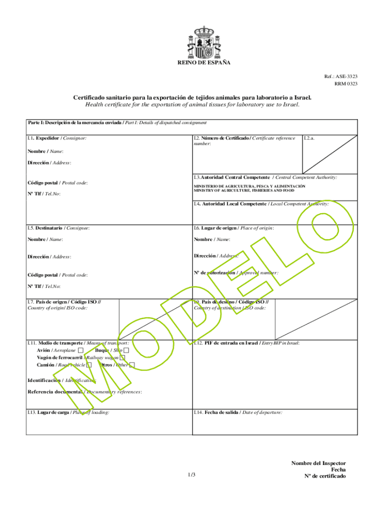 Completable En línea certificado sanitario para la exportacin de reptiles desde ... Fax Email ...
