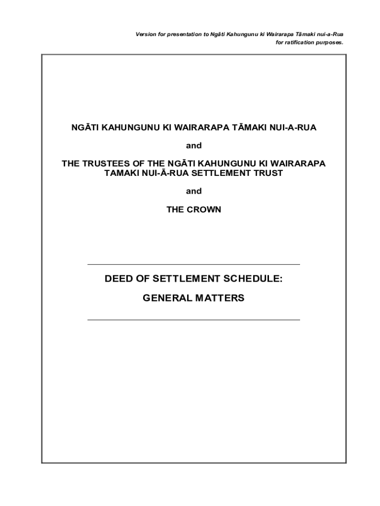 Fillable Online Ngti Kahungunu ki Wairarapa Tmaki nui-a-Rua Deed of ...