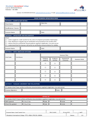 Fillable Online Credit Transfer Form Policy Fax Email Print - pdfFiller